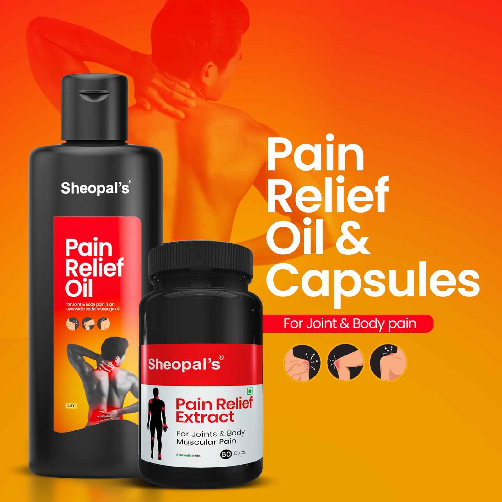 Ayurvedic Best Pain Relief Capsule & Joint Pain Oil Combo | Sheopals