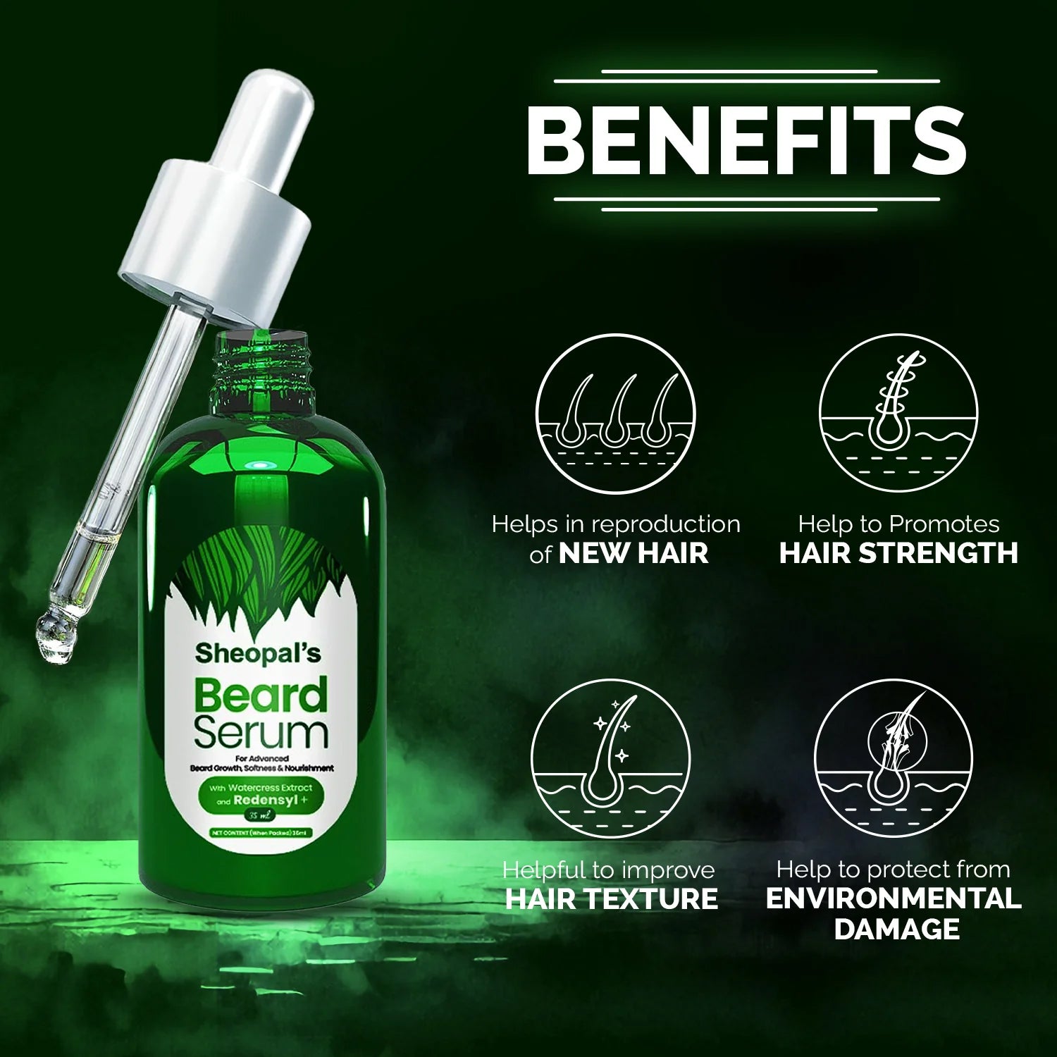 Sheopals Beard Serum With Redensyl | Beard Hair Growth Serum